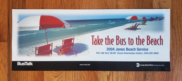 2004 MTA NYC Long Island Bus Overhead Sign Ad Poster Jones Beach ...