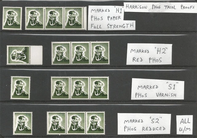 BRITIANNIA & ANCHOR Harrison Phos Trial Proofs Test Stamps Dummy ...