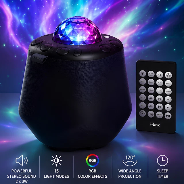 ASTRAL I-BOX GALAXY Projector Bluetooth Speaker 15 Modes Star Night ...