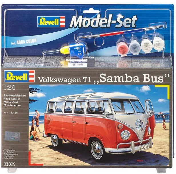 VOLKSWAGEN VW T1 Samba Bus Model Set 1:24 Plastique Model Kit Revell ...