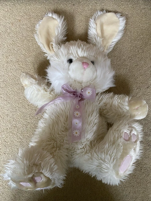 VINTAGE POSH PAWS bunny Plush soft Toy 14inch cream With Ribbon long ...