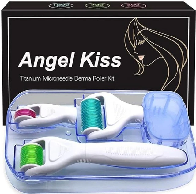 DERMA ROLLER FOR Face Body Hair Beard- Angel Kiss 4 in 1 Titanium ...