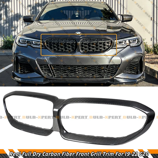 REAL CARBON FIBER GRILL GARNISH INSERT TRIM COVER FOR 2019-22 BMW G20 ...