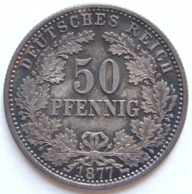 COIN GERMAN REICH Empire Silver 50 Pfennig 1877 C IN Brillant ...