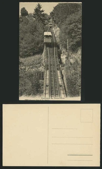 SWISS OLD POSTCARD TERRITET-GLION Funicular Train Rails £2.99 - PicClick UK