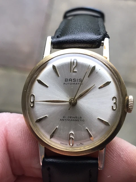 VINTAGE BASIS AUTOMATIC Gents Swiss Watch 1960s 21 Jewels £36.00 ...