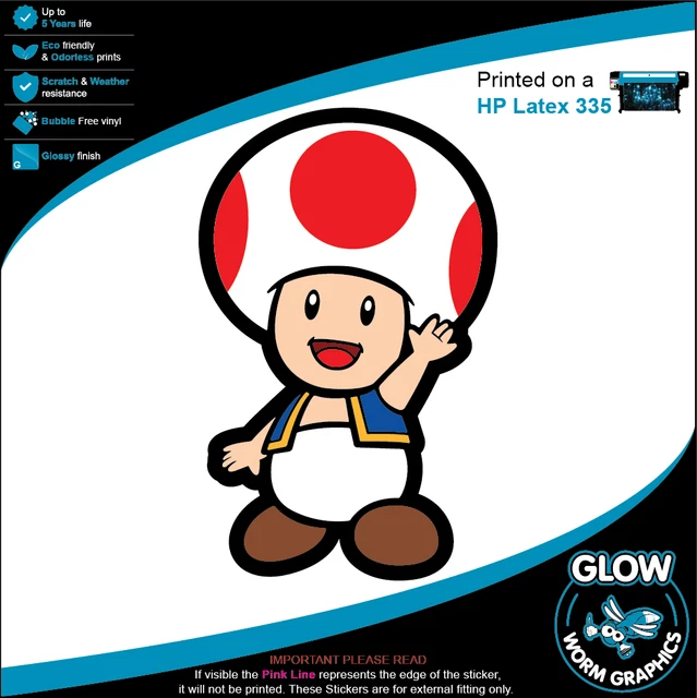 SUPER MARIO BROS Toad Car Van Truck Nintendo Laptop Wall Sticker Vinyl ...