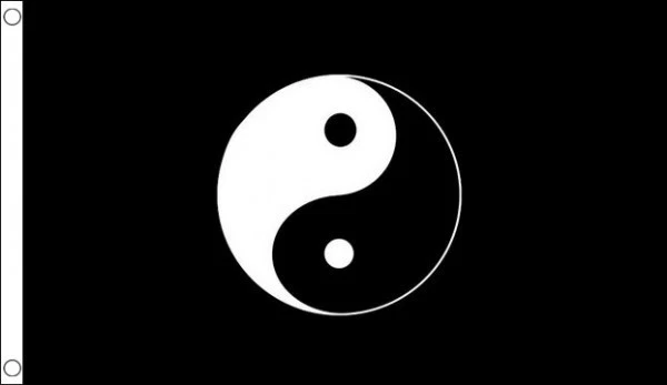 YIN AND YANG FLAG 5’ x 3’ Black Flags Martial Arts Ying Yan Peace ...