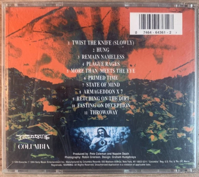 FEAR EMPTINNESS DESPAIR by Napalm Death (CD, septembre 1996, Earache ...
