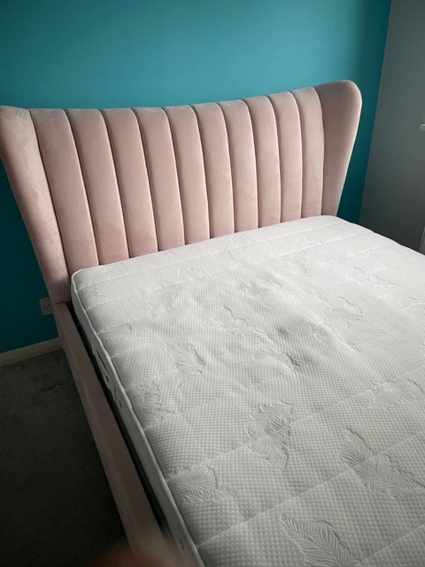 WOODEN DOUBLE BED frame with mattress (Dreams) £850.00 - PicClick UK