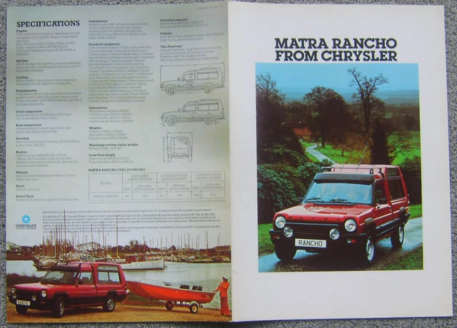 CHRYSLER MATRA RANCHO 1978 Original Brochure Pub. No. C2084/1/100 £5.00 ...
