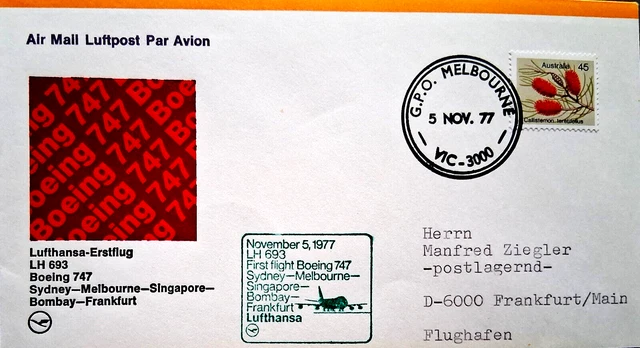 LUFTHANSA - ERSTFLUG LH 693 Sydney - Frankfurt, EUR 1,00 - PicClick DE