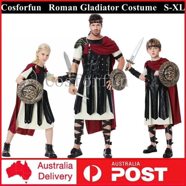 KIDS ADULTS ROMAN Gladiator Costume Royal Knight Soldier Warrior ...