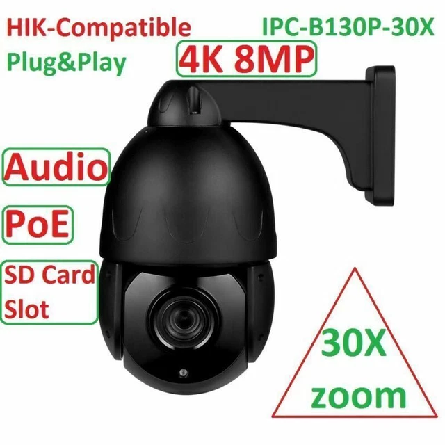 1-3PACK HIKVISION COMPATIBLE 4K 8MP POE PTZ Camera 30x zoom 2-Way Audio ...