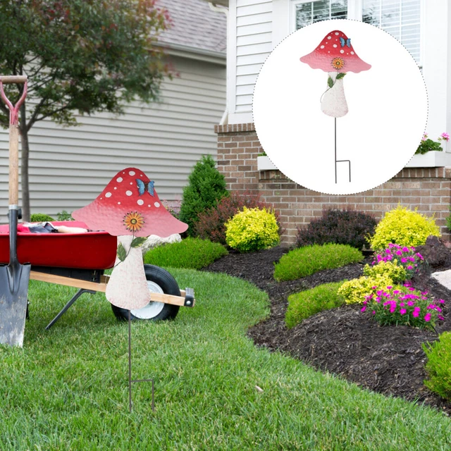 PRISE EN FER Forgé Décor De Champignons Pot Enjeux Plantes Exterieur ...