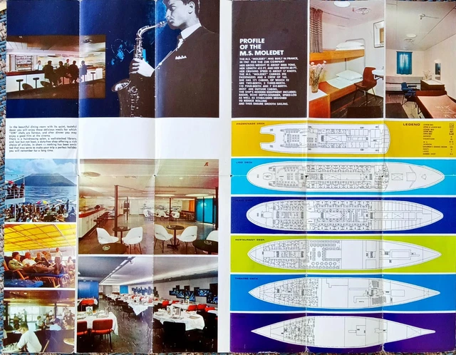 M.S. MOLEDET ZIM Shipping Line Deck plan Cruise Brochure c.1965 £37.84 ...