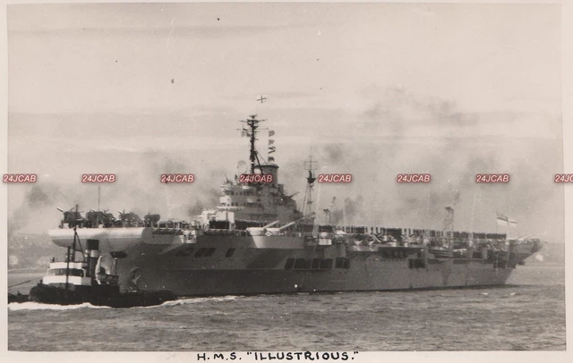 ROYAL NAVY PHOTOGRAPH. HMS "Illustrious" Aircraft Carrier. Tug. WW2 ...