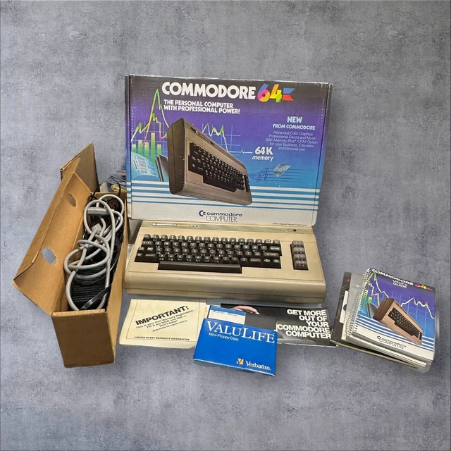 CLEAN COMMODORE 64 Tested/Powers On w/Cords , Paperwork - SN Matches ...