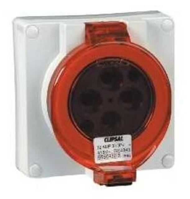 CLIPSAL INDUSTRIAL SURFACE SOCKET 32A 500V 4-Pin Round, Less Enclosure ...