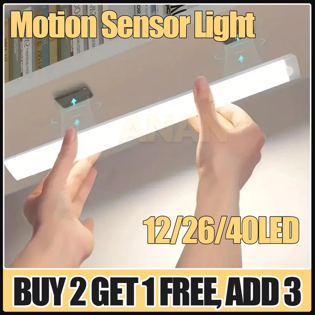 WIRELESS PIR MOTION Sensor Light LED Strip Magnetic Closet Lamp USB ...