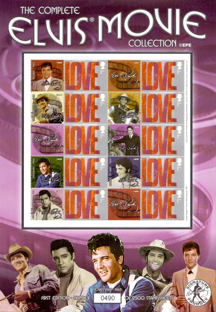 THE COMPLETE ELVIS Presley Movie Collection Collectible Stamp Sheet ...