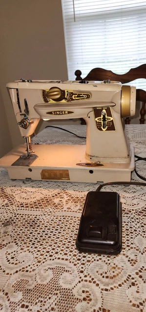 VINTAGE SINGER 500A Rocketeer MCM Slant-O-Matic Sewing Machine W/Pedal ...