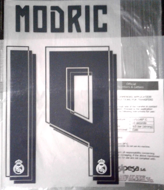 REAL MADRID 2015-16 Modric 19 Home, Name+Number, Decal, Flocking £18.77 ...