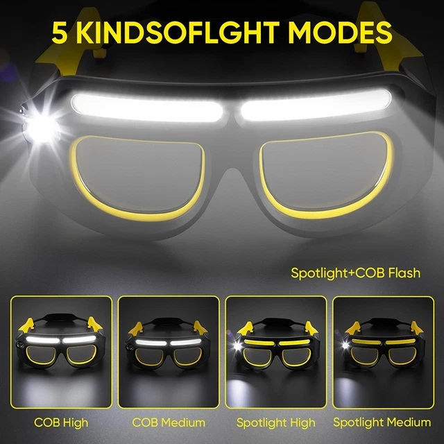 RECHARGEABLE LED GLASSES Motion Sensor Hands Light for Outdoor ...