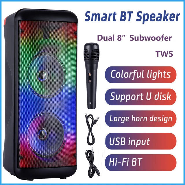 6000W PORTABLE BLUETOOTH Speaker Sub woofer Heavy Bass Sound Party ...