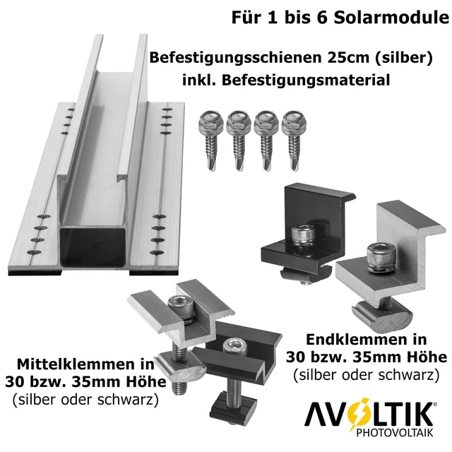 SOLARMODULE WELLBLECHDACH FLACHDACH Trapezblech Alu Montage Befestigung ...