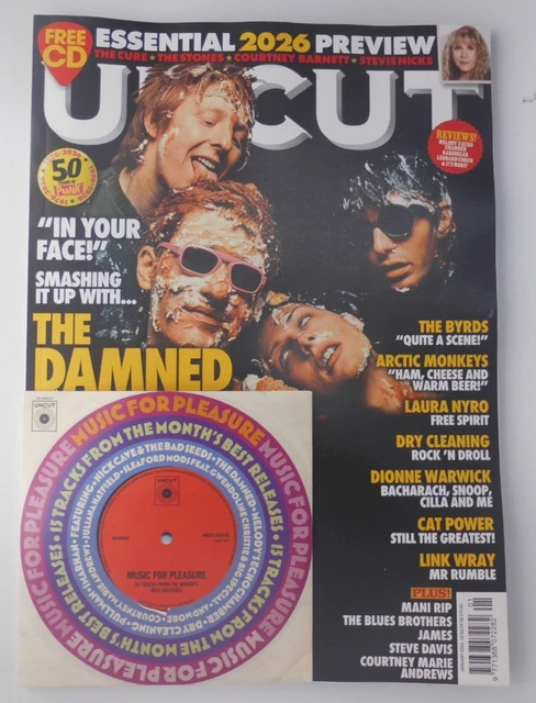 UNCUT MAGAZINE JAN 2026 The Damned, Byrds, Laura Nyro, Arctic Monkeys + CD £11.99 - PicClick UK