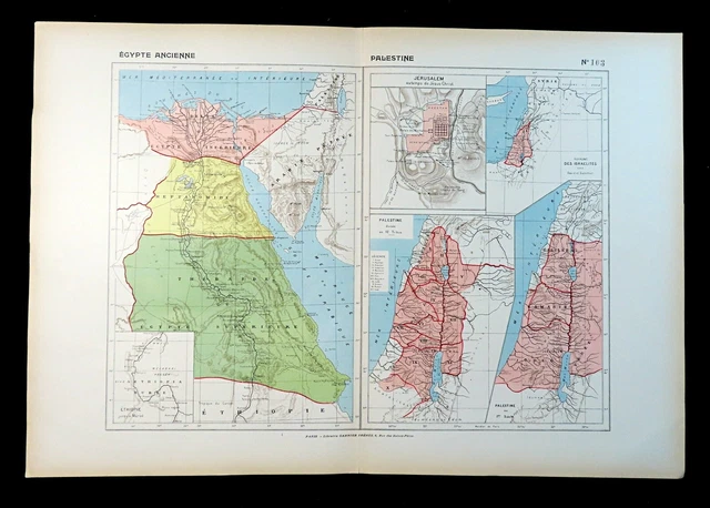 PALESTINE MAP ISRAEL Ancient Egypt Jerusalem Judea Samaria FRENCH ...