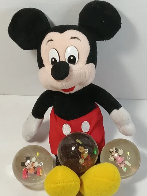 DISNEY 9& MICKEY MOUSE Plush Stuffed Animal Mini Bean Bag & (3) Bouncy ...