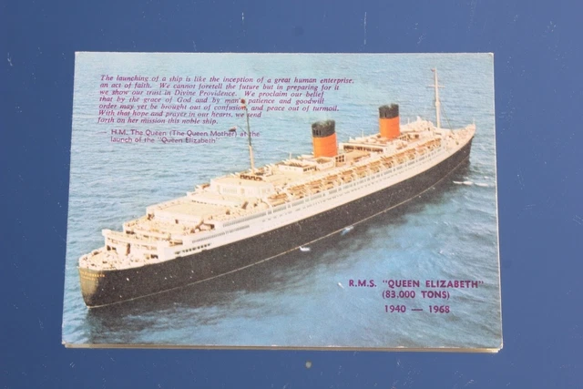 CUNARD WHITE STAR Line Rms Queen Elizabeth Unusual Final Christmas Card ...