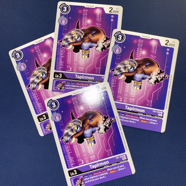 DIGIMON TCG EX1-055 Tapirmon Playset x4 Classic Collection Purple Deck ...