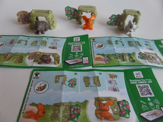 SERIE COMPLETE KINDER SE NATOONS : 3 Animaux dans Arbres Tanière + BPZ ...