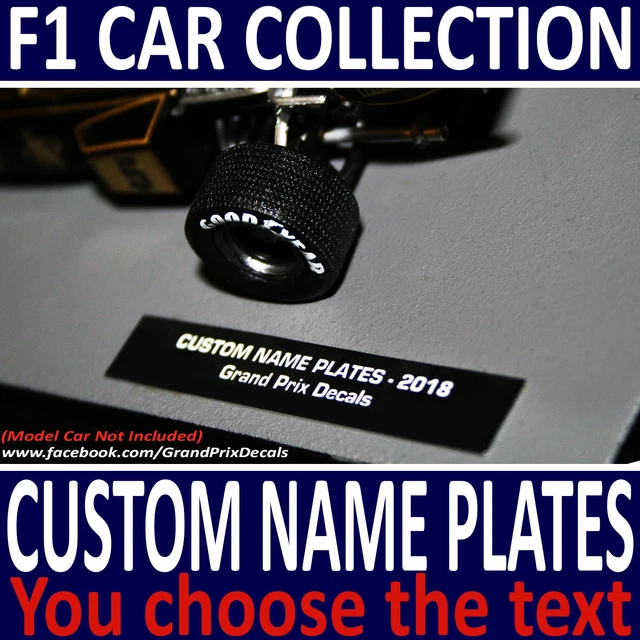 FORMULA 1 COLLECTION CUSTOM made Name Plate stickers - YOU WRITE YOUR ...
