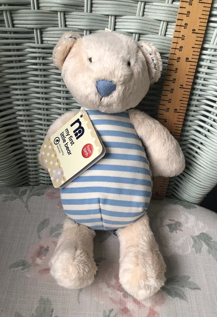 BNWT MOTHERCARE BLUE Stripe My First Little Bear Soft Toy Teddy ...