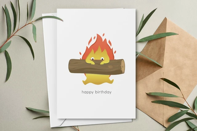 STUDIO GHIBLI HOWL'S Moving Castle Calcifer Birthday Card (A6) £2.99 ...