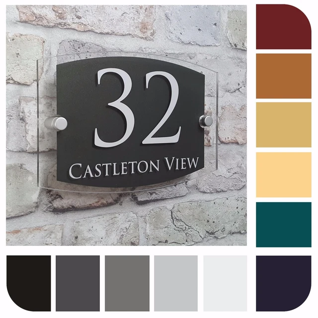 MODERN HOUSE NUMBER Sign Address Door Plaque Property Name Street Plate ...