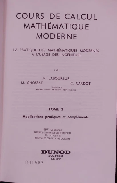 APPLICATIONS PRATIQUES ET compléments. COURS DE CALCUL MATHÉMATIQUE ...