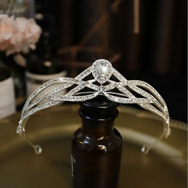 Baroque Crystal Heart Bridal Tiaras Crown Big Rhinestone Pageant