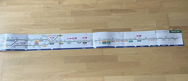 DISTRICT LINE LONDON underground tube map With Unused Sticky Backing ...