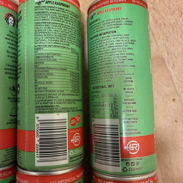 PERFECT TED HEALTHY Energy Drink raspberry & apple eight (8) x 250ml ...