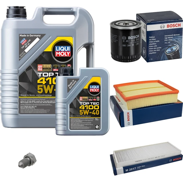 BOSCH INSPECTION SET 6L Liqui Moly Top Tec 4100 5W-40 pour Audi VW A4 EUR 120,66 - PicClick FR