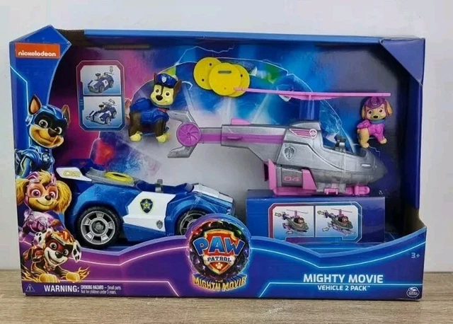 PAW PATROL THE Mighty Movie Car Helicopter 2 Vehicle Pack Chase Skye ...
