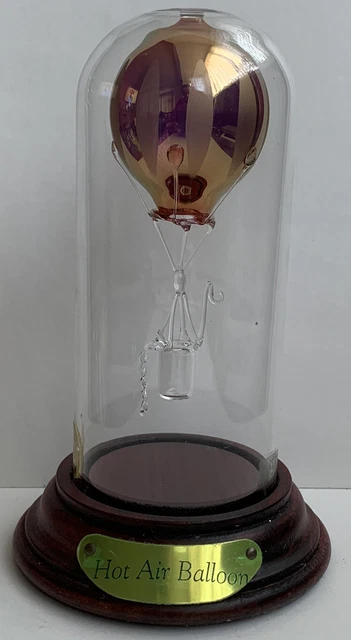 VINTAGE MAYFLOWER GLASS Hot Air Balloon Sculpture Under Glass Dome On ...