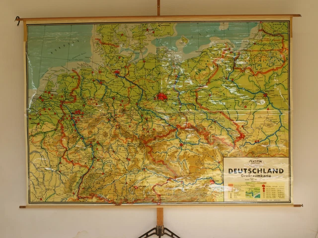 SCHOOL WALL MAP wall map school map Germany FRG GDR eastern territories ...