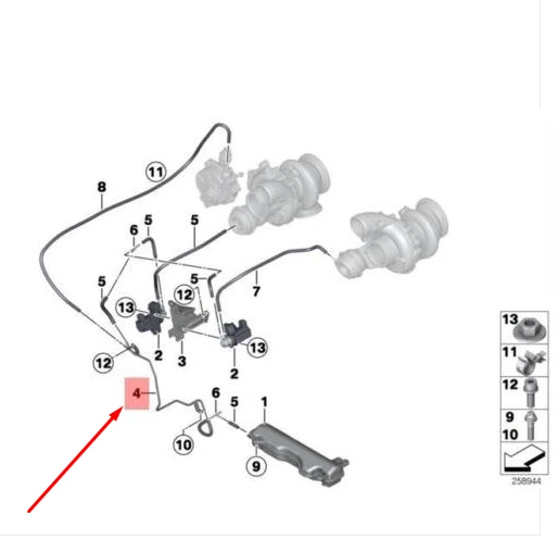 OEM BMW M5 F10 Turbocharger Vacuum Control Pipe 11657845447 7845447 ...