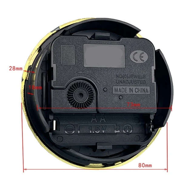 ROMAN/ARABIC NUMERALS CLOCK Mechanism Gold/Silver Border 80mm Diameter ...